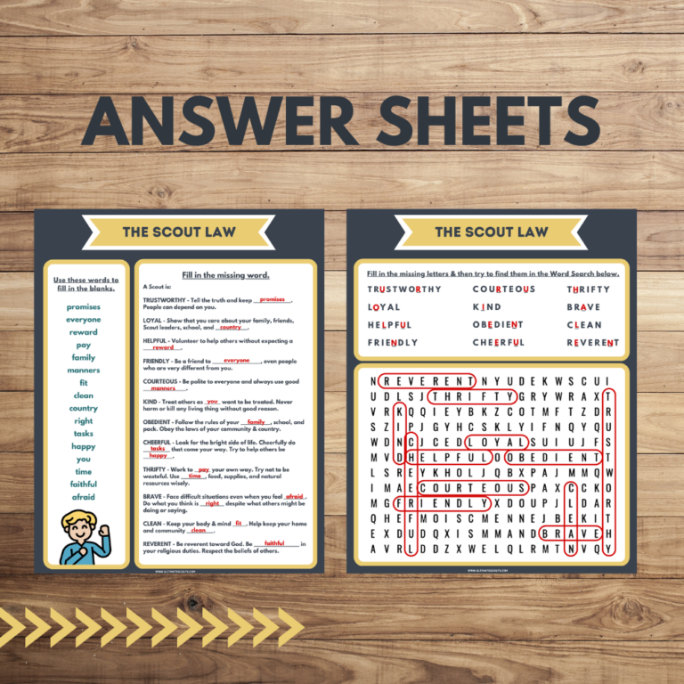 The Scout Law Worksheet Printables – Ultimate Scouts