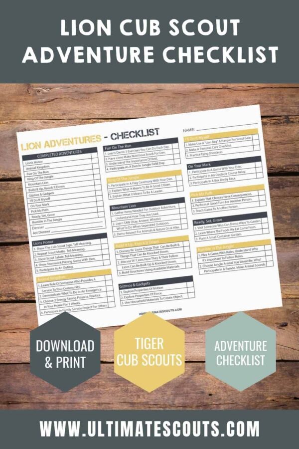 Lion Cub Scout Requirement Tracking Sheet – Ultimate Scouts