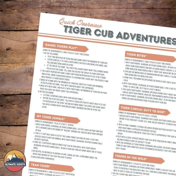 Tiger Scouts Adventures – Quick Overview – Ultimate Scouts