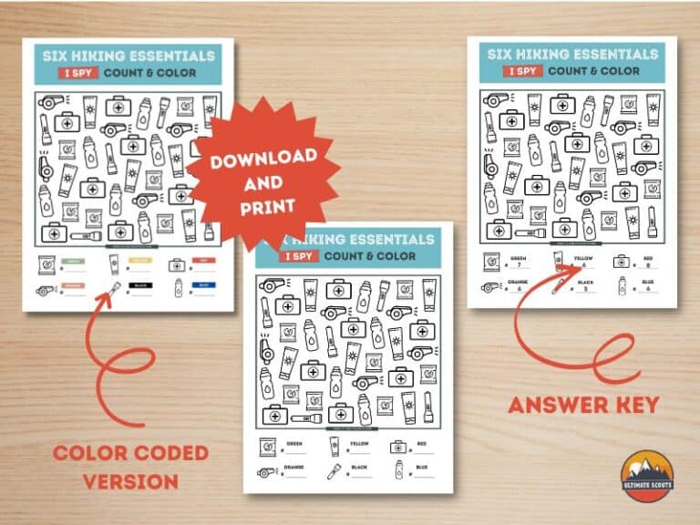 Kids Hiking Essentials Worksheets – Ultimate Scouts