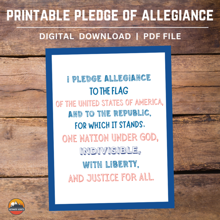 Pledge of Allegiance Printable – Colorful – Ultimate Scouts